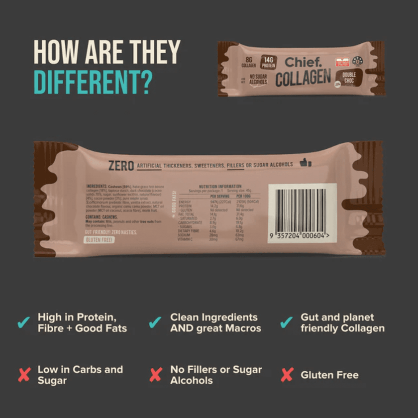Chief Collagen Protein Choc Bar (12 bars) – Chief Nutrition – TheraStore